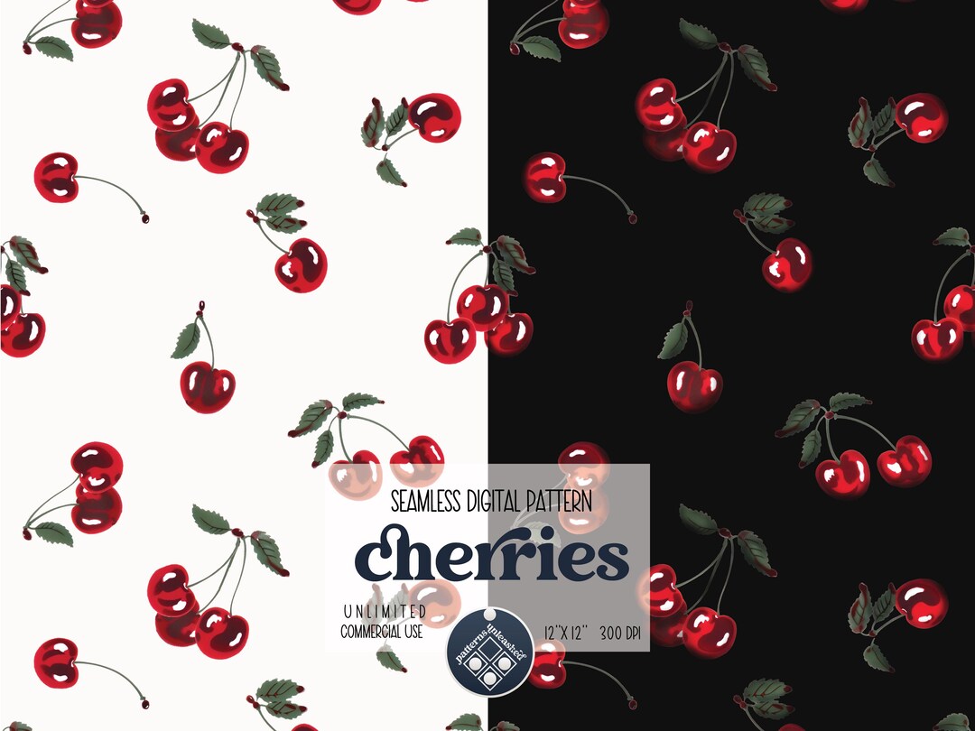 Cherries Seamless Pattern Unlimited Commercial Use Digital Print File ...