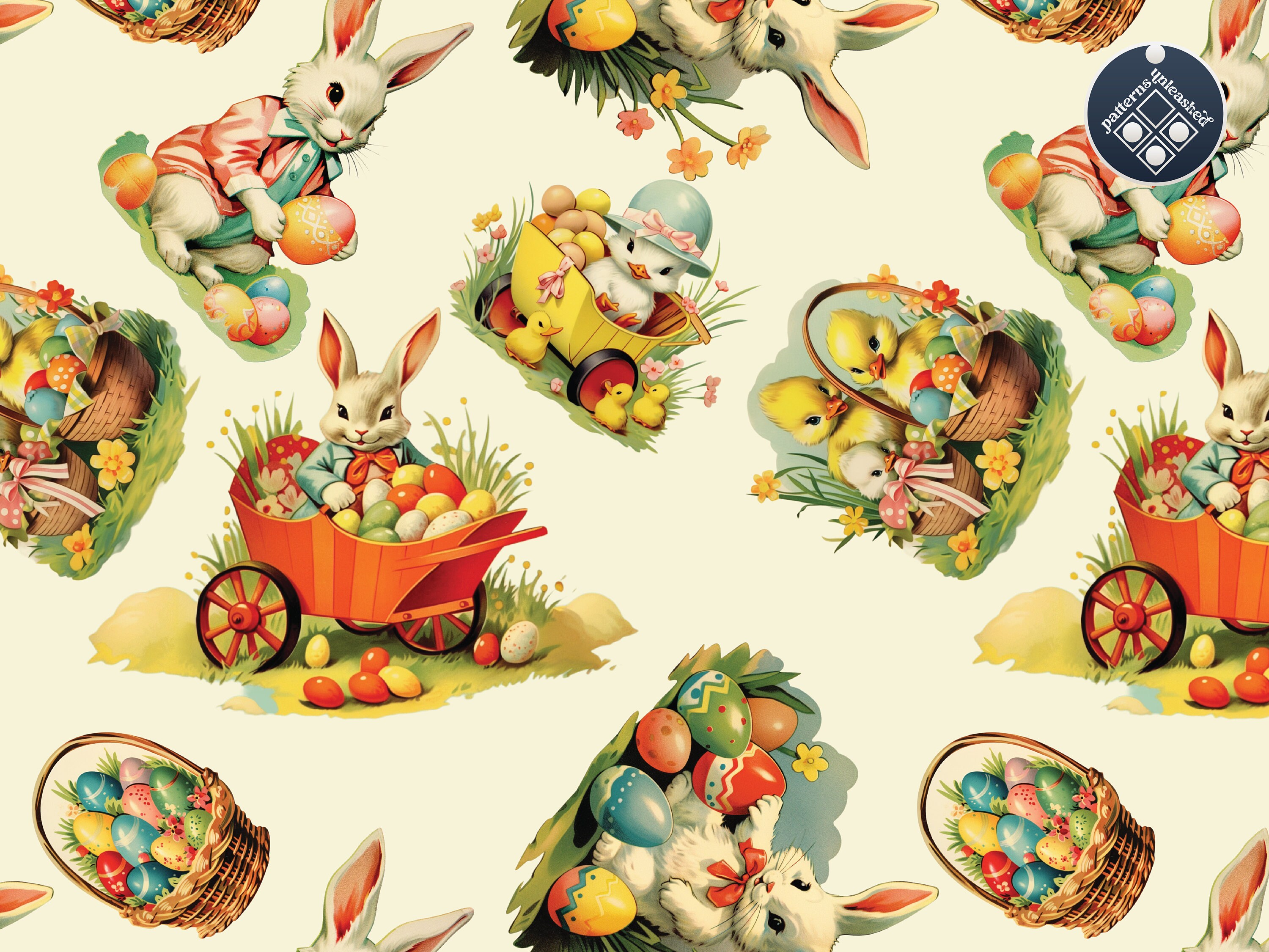 Vintage Easter Seamless Pattern Unlimited Commercial Use Digital Print ...