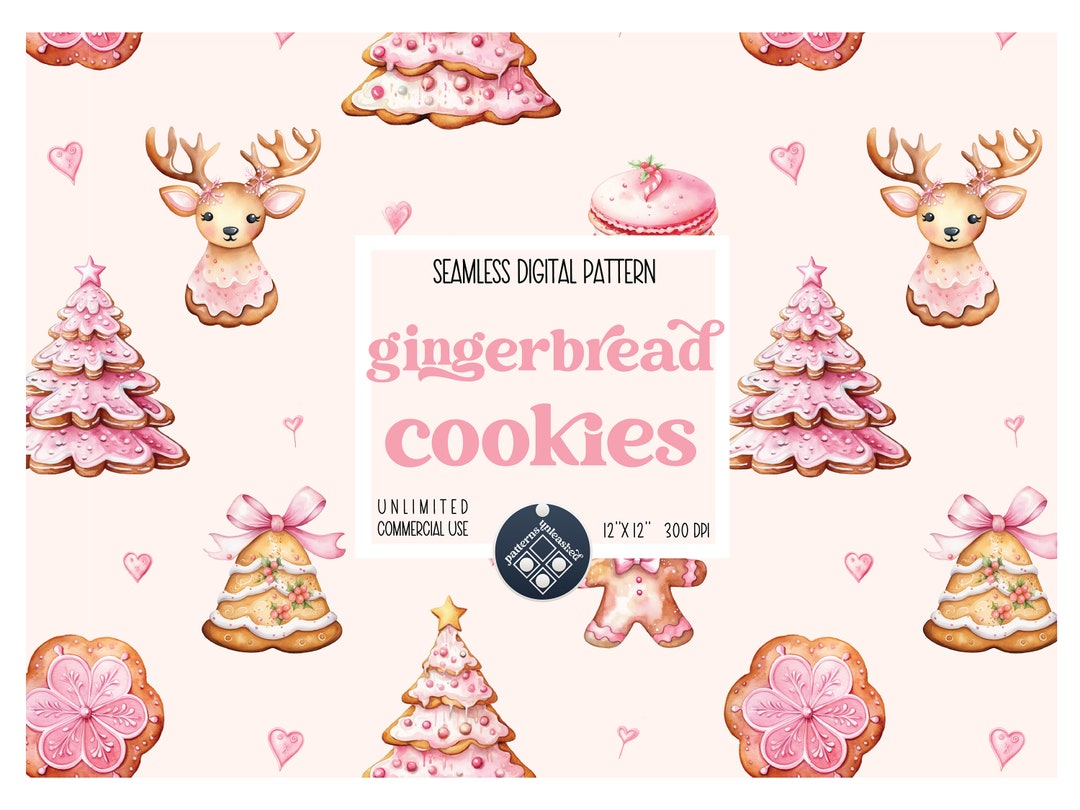 Christmas Gingerbread Cookies Pink Seamless Pattern Unlimited ...