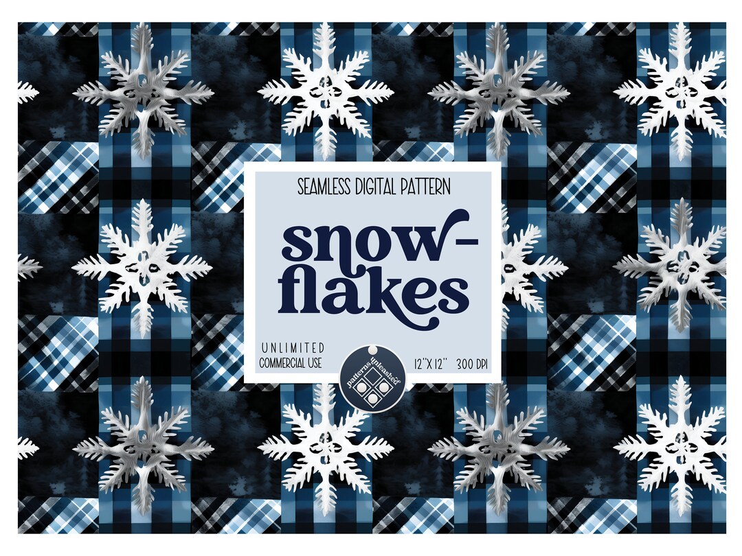 Snowflakes Seamless Pattern Unlimited Commercial Use Digital Print File ...