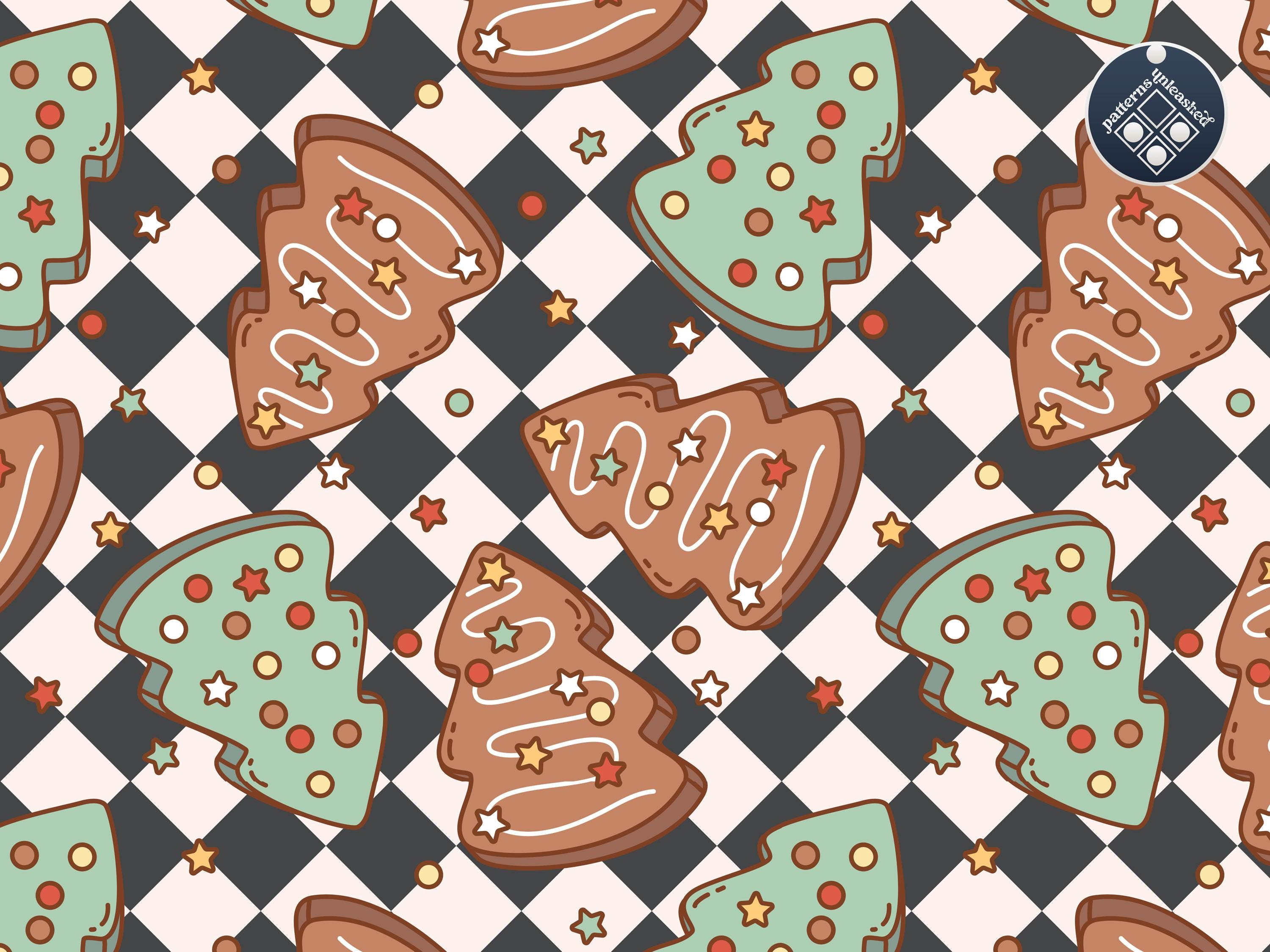 Retro Christmas Digital Seamless Pattern Unlimited Commercial Use Print ...
