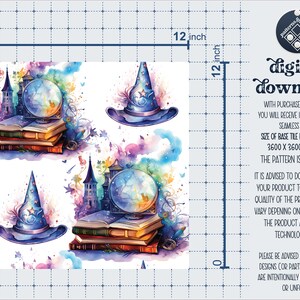 Magical Books Digital Paper Seamless Pattern and Clipart Set Unlimited ...