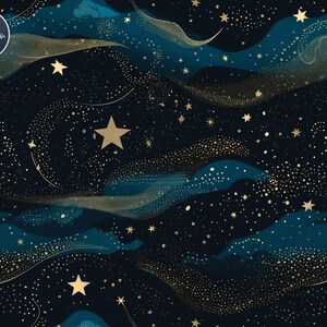 Starry Night Seamless Pattern Unlimited Commercial Use Digital Print ...