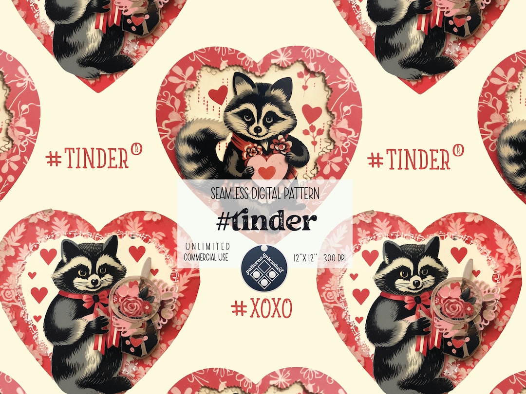 Vintage Valentine Seamless Pattern Unlimited Commercial Use Digital Print File Instant Download ...