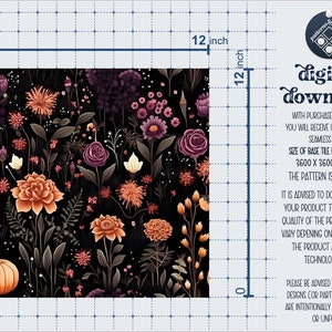 Autumn Flowers Pumpkin Digital Paper Seamless Pattern Unlimited ...