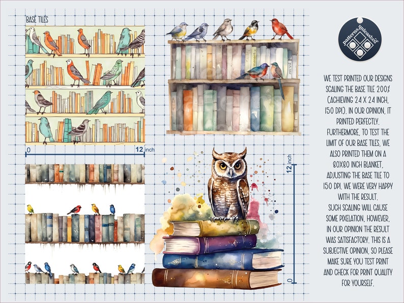 Birds and Books Seamless Pattern Clipart Set Unlimited Commercial Use ...