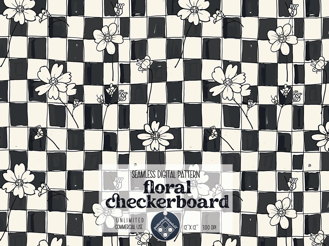 Flowers Checkerboard Digital Seamless Pattern Unlimited Commercial Use ...