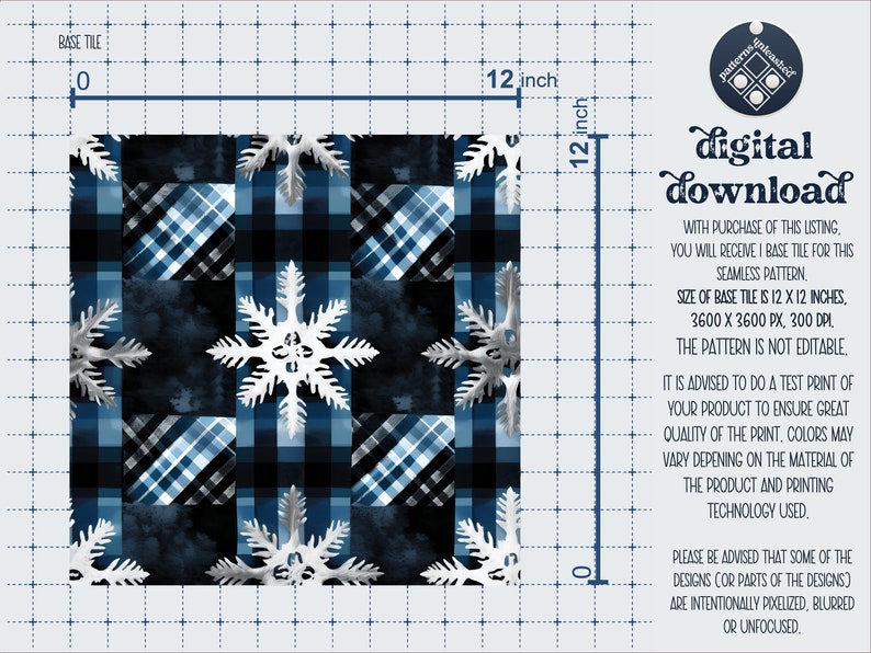 Snowflakes Seamless Pattern Unlimited Commercial Use Digital Print File ...