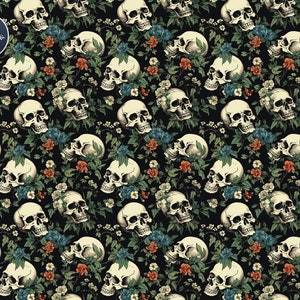 Skull Floral Seamless Pattern Unlimited Commercial Use Instant Download ...