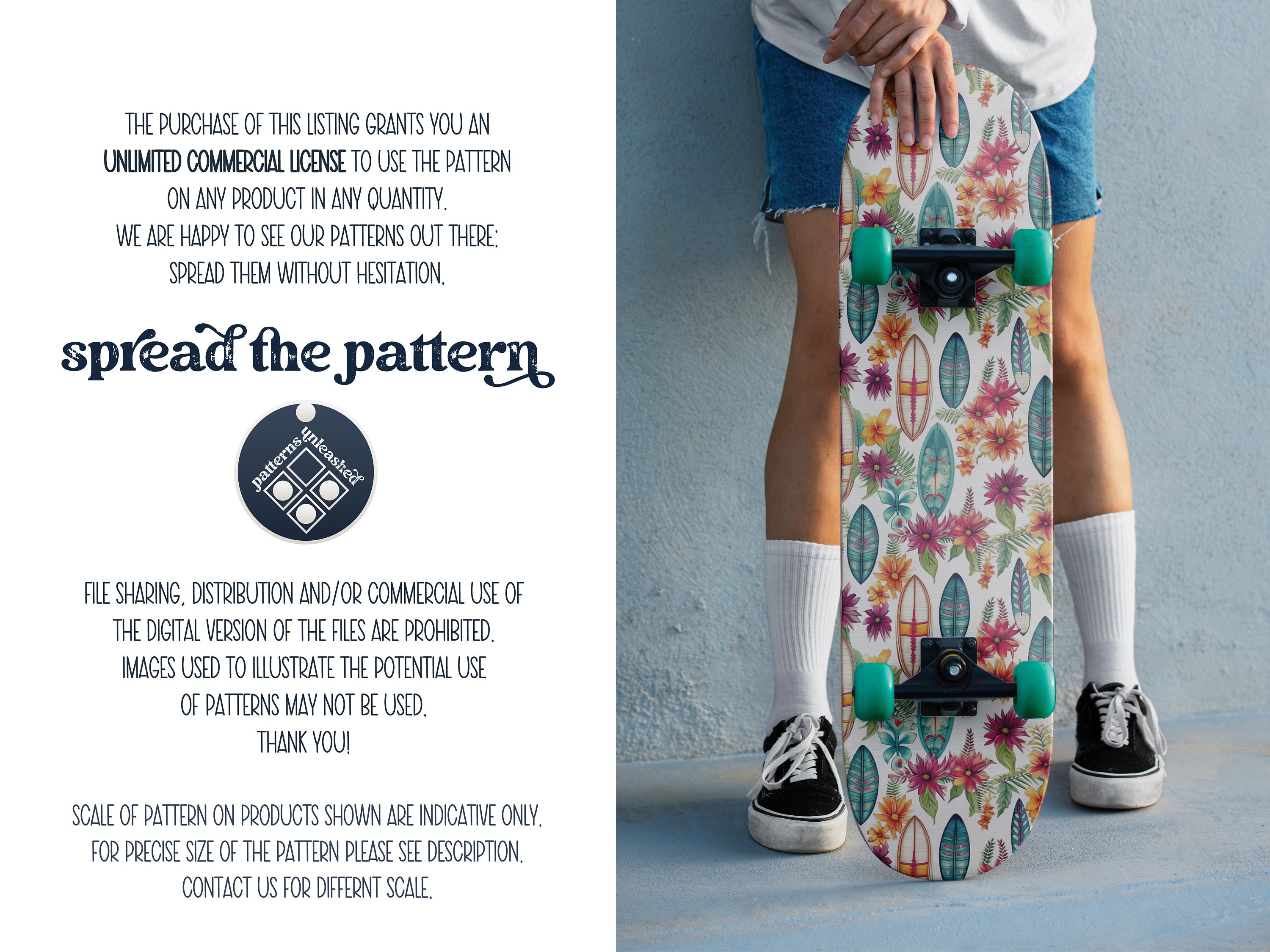 Boho Surfboards Seamless Pattern Unlimited Commercial Use Digital Print ...