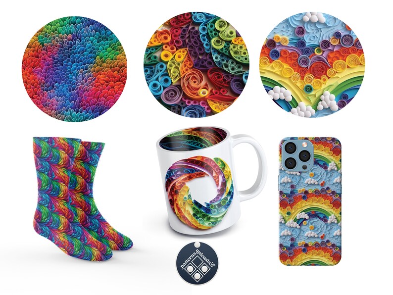 Rainbow Seamless Pattern Digital Paper Unlimited Commercial Use Digital ...