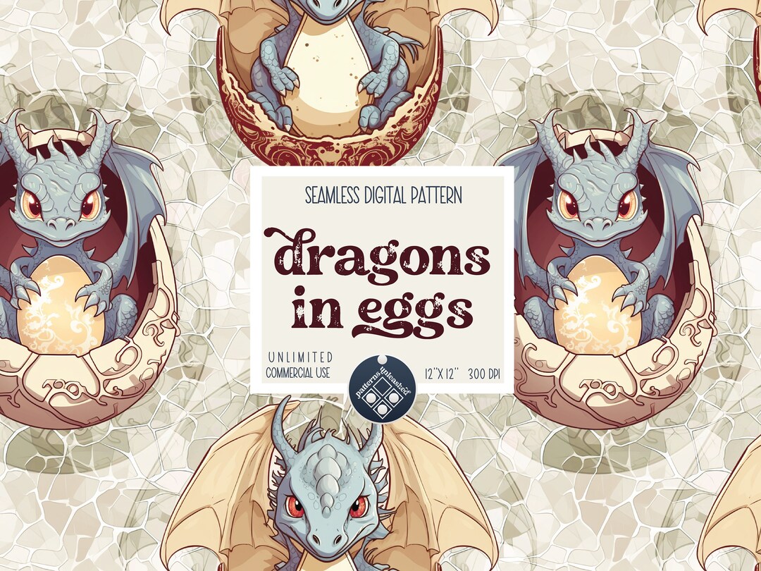 Dragons Seamless Pattern Unlimited Commercial Use Digital File Instant ...