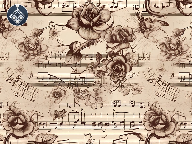 Musical Notes and Flowers Seamless Pattern Unlimited Commercial Use ...