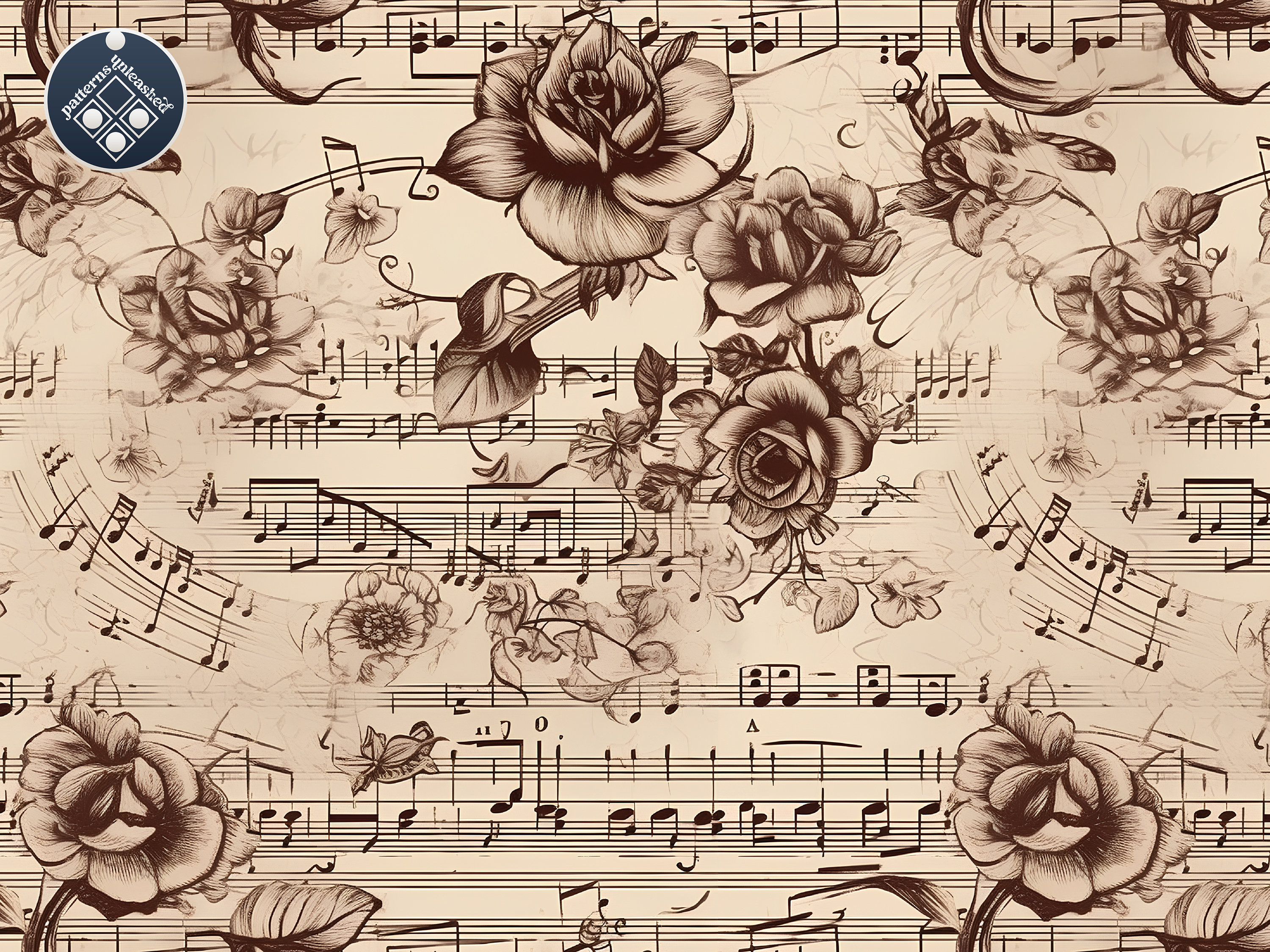 Musical Notes and Flowers Seamless Pattern Unlimited Commercial Use ...