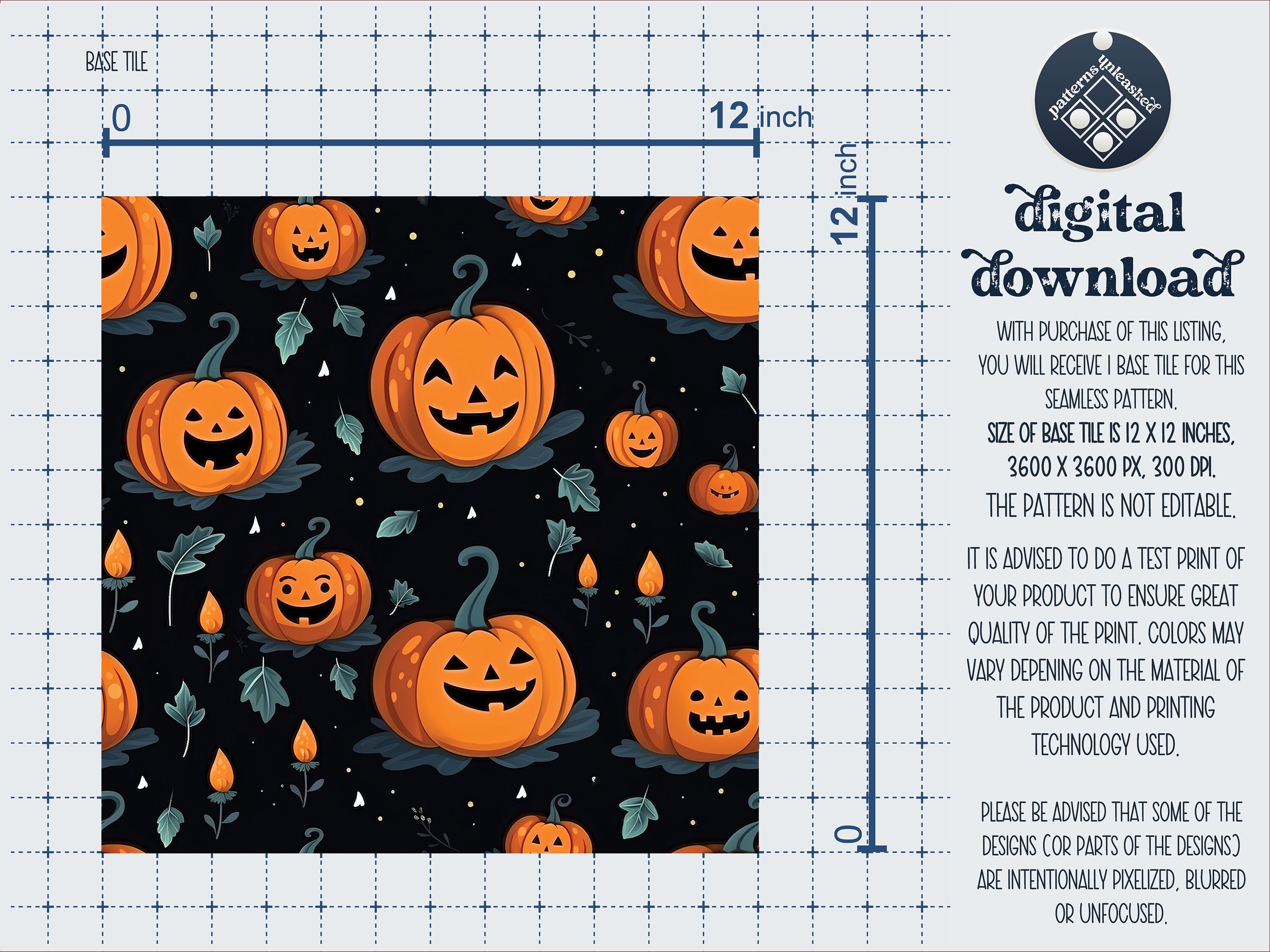 Cute Halloween Pumpkins Digital Paper Seamless Pattern Unlimited ...