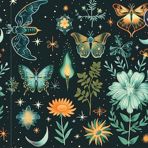 Moths Seamless Pattern Unlimited Commercial Use Digital Print File Instant Download Sublimation ...