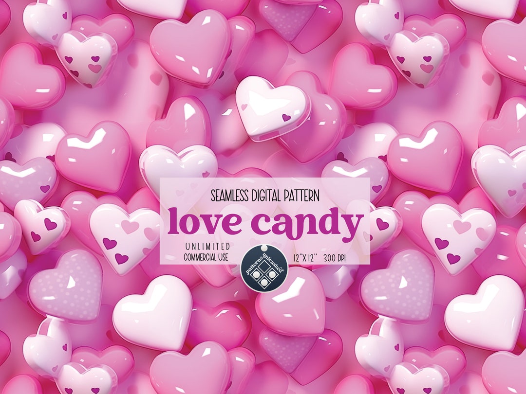 Valentines Heart Candy Seamless Pattern Unlimited Commercial Use ...