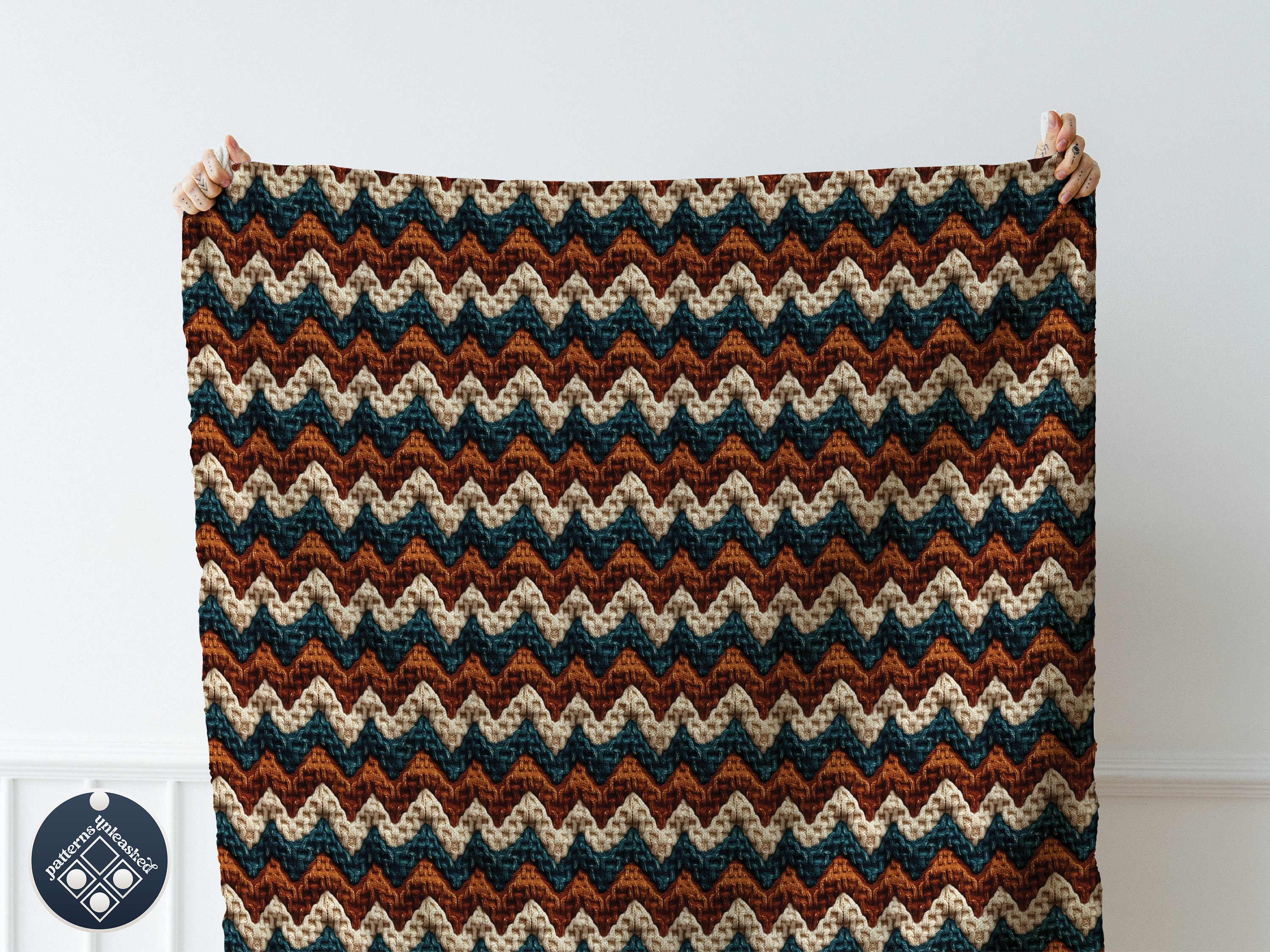 Boho Zigzag Faux Knit Seamless Pattern Unlimited Commercial Use Digital ...