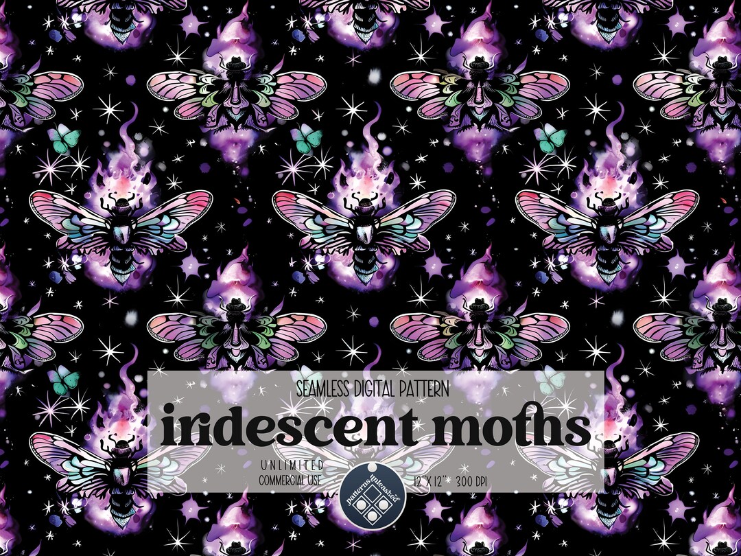 Iridescent Moths Digital Seamless Pattern Unlimited Commercial Use ...