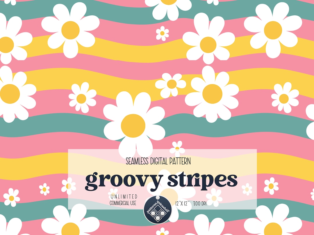 Groovy Stripes Seamless Pattern Unlimited Commercial Use Digital Print ...