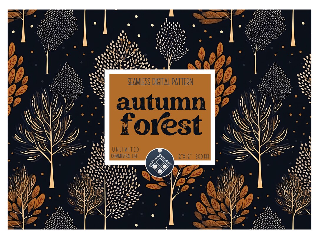 Autumn Forest Seamless Pattern Unlimited Commercial Use Instant ...