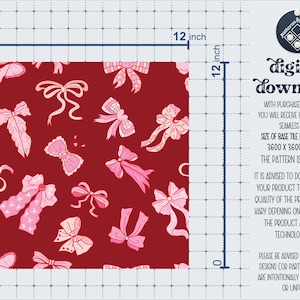 Pink Bows Digital Seamless Pattern Unlimited Commercial Use Print File ...