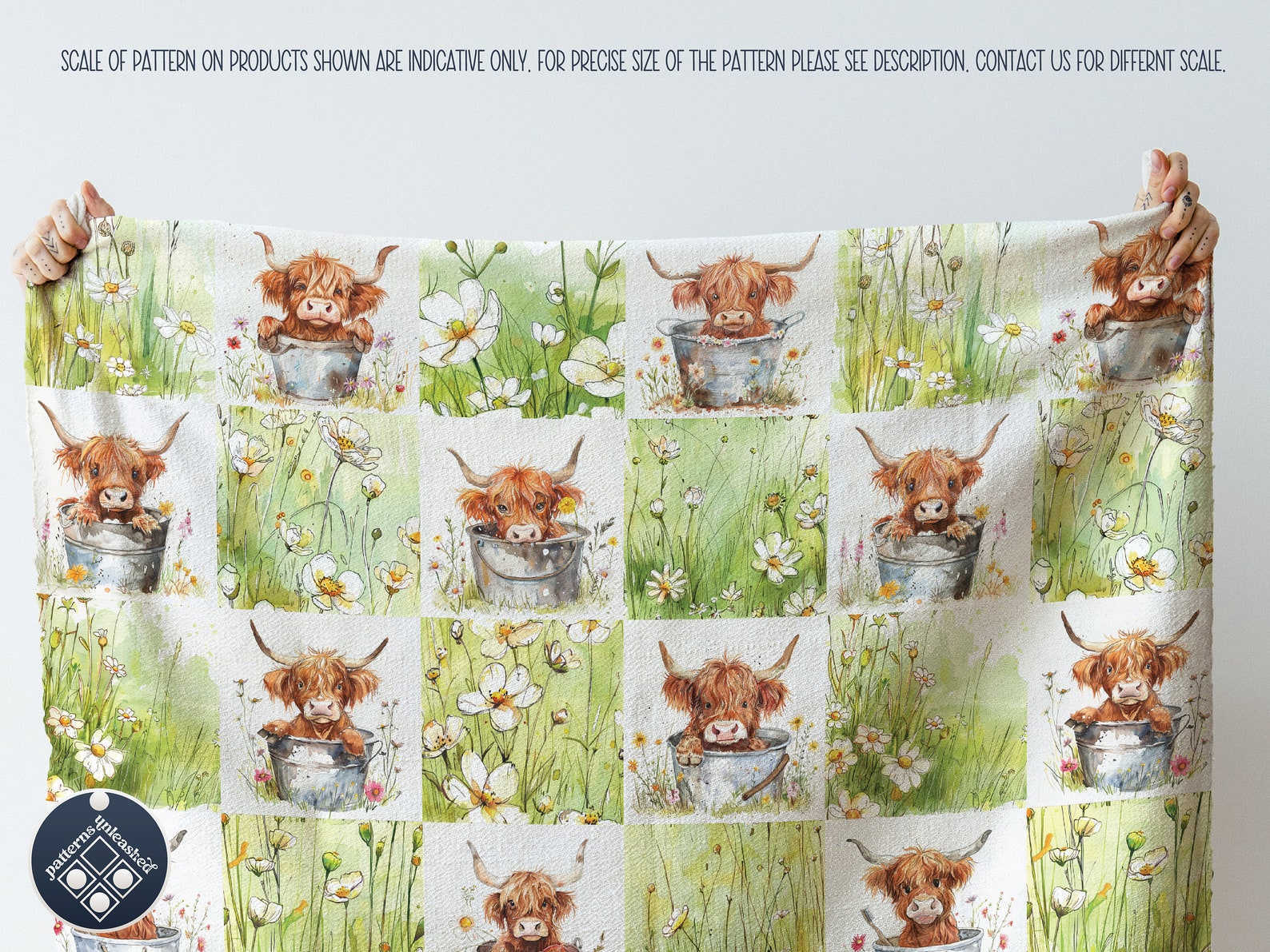 Highland Cows Patchwork Seamless Pattern Unlimited Commercial Use ...