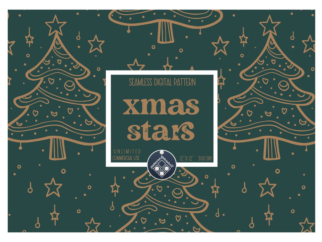 Christmas Trees With Stars Seamless Pattern Unlimited Commercial Use ...
