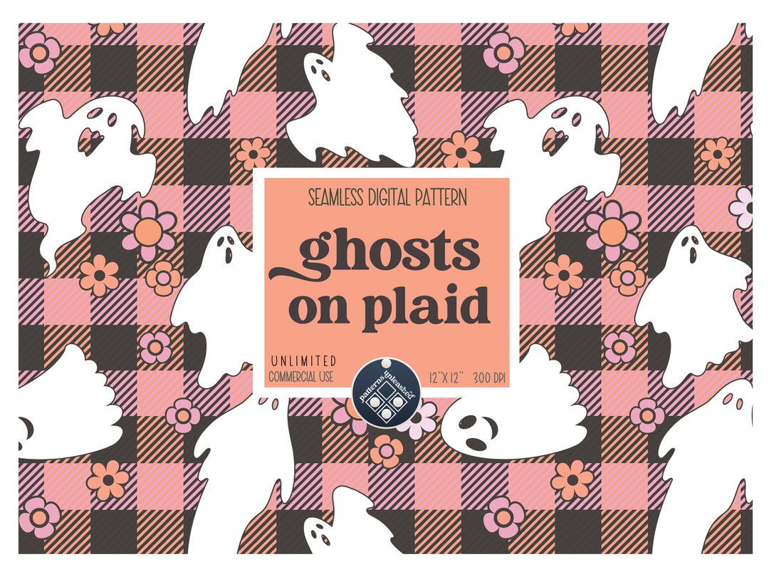 Ghosts Halloween Seamless Pattern Unlimited Commercial Use Instant ...