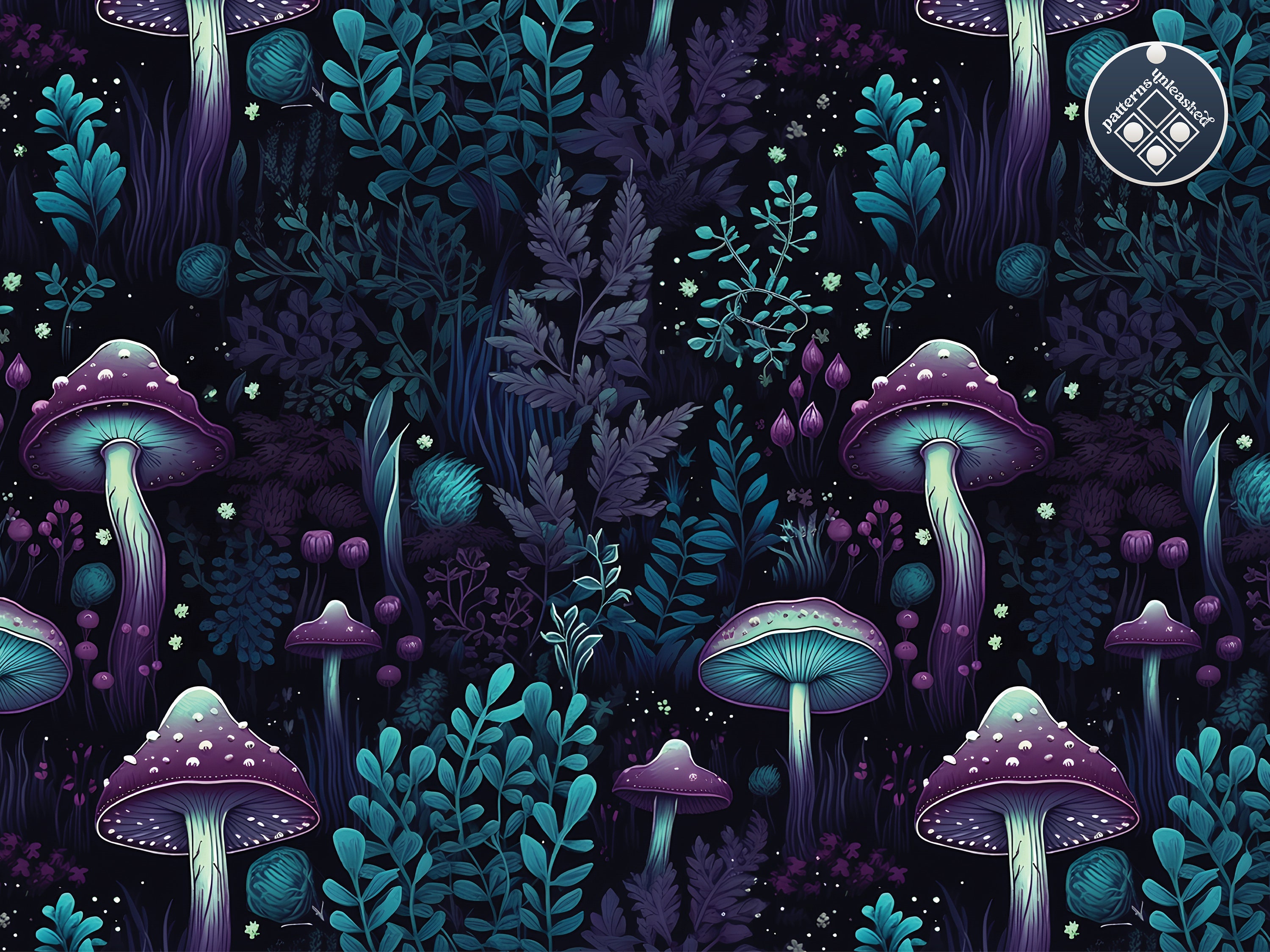 Mushroom Magic Seamless Pattern Unlimited Commercial Use Digital Print ...
