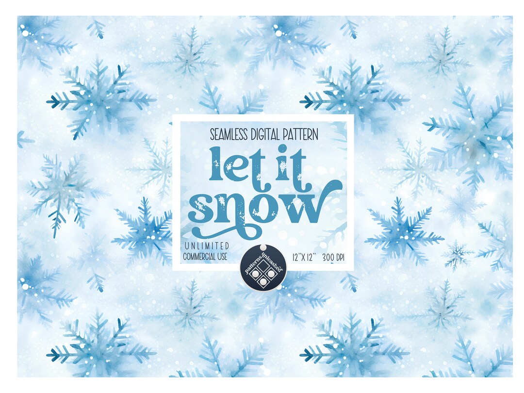 Snow Sky Seamless Pattern Unlimited Commercial Use Digital Print File ...