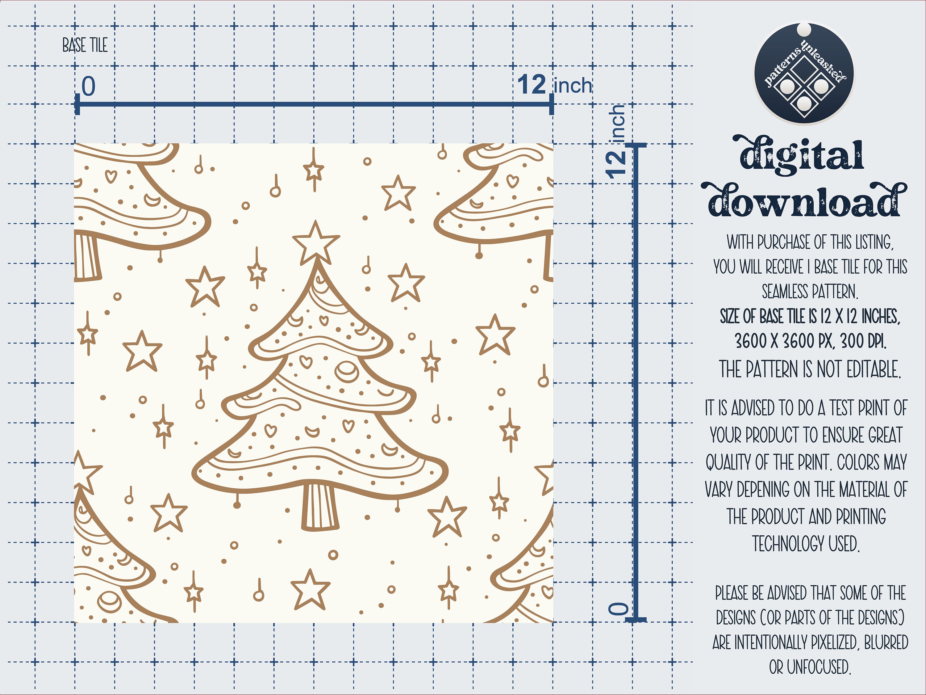 Christmas Trees With Stars Seamless Pattern Unlimited Commercial Use ...