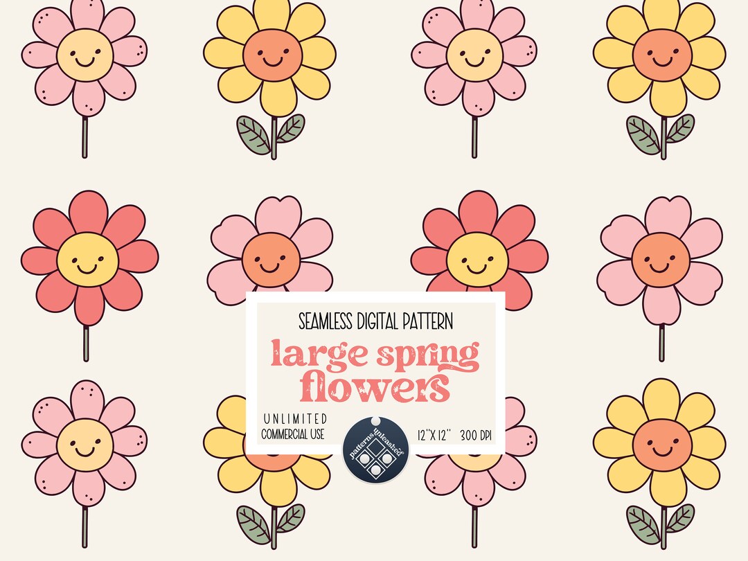 Cute Spring Flowers Seamless Pattern Unlimited Commercial Use Digital ...