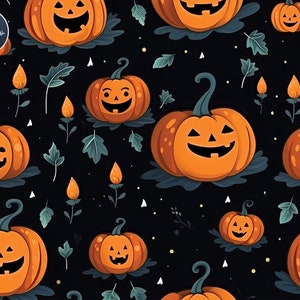 Cute Halloween Pumpkins Digital Paper Seamless Pattern Unlimited ...
