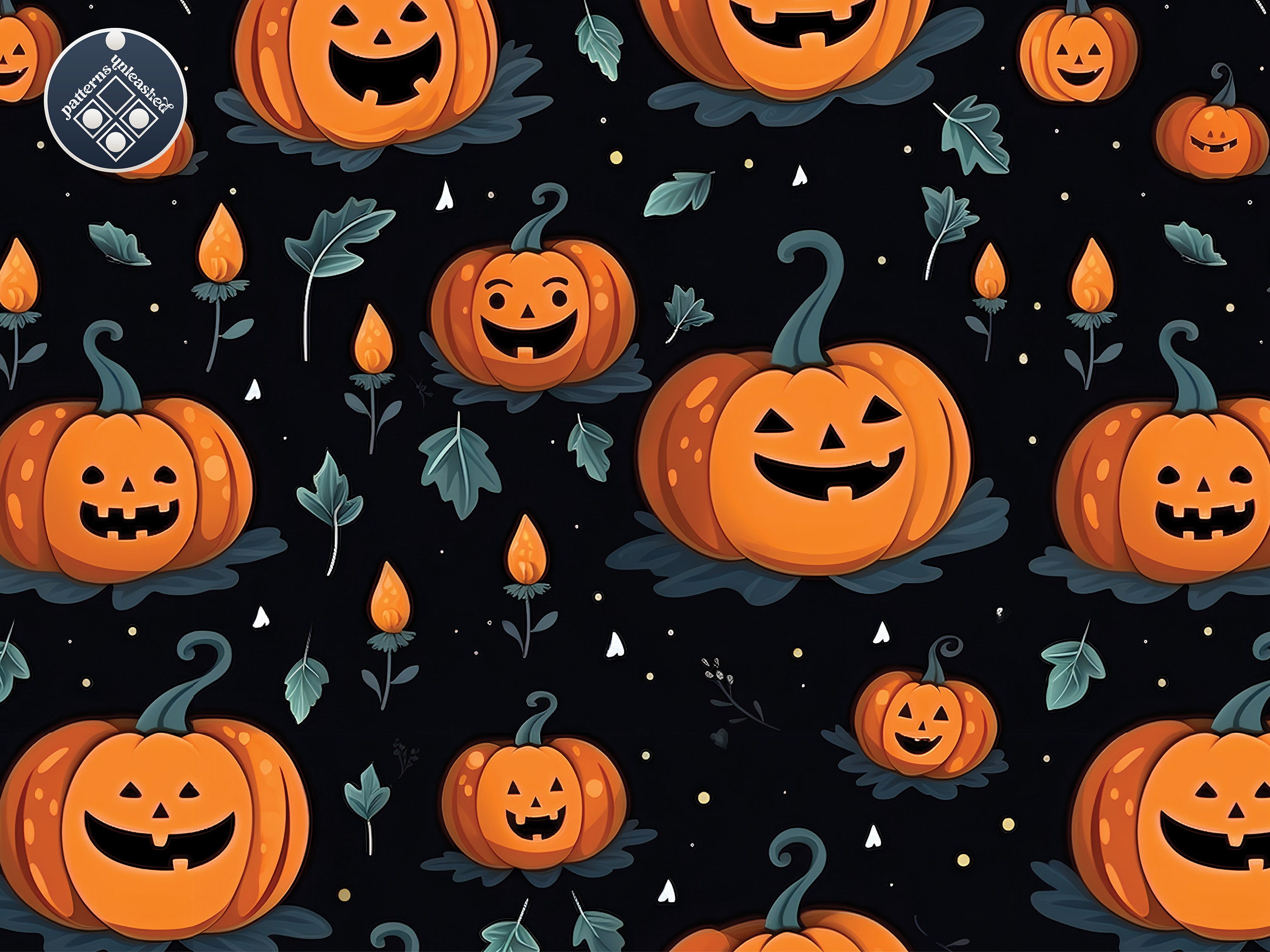 Cute Halloween Pumpkins Digital Paper Seamless Pattern Unlimited ...