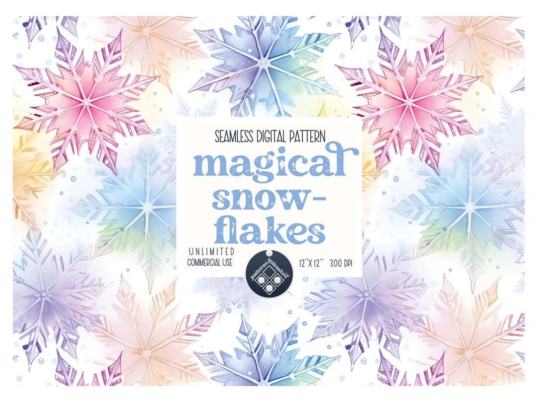 Snowflakes Seamless Pattern Unlimited Commercial Use Digital Print File ...