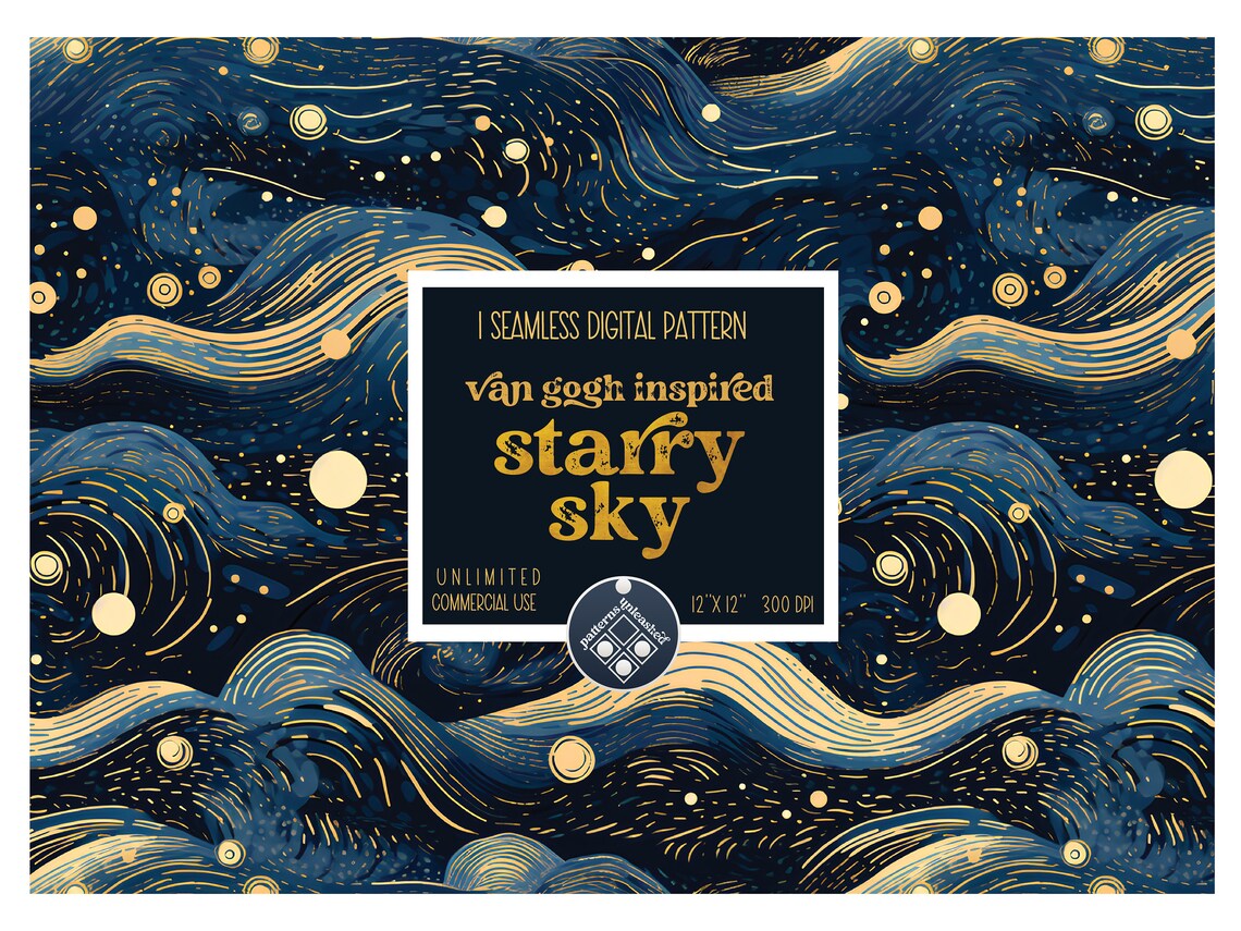 Starry Sky Seamless Pattern Unlimited Commercial Use Digital Print File ...