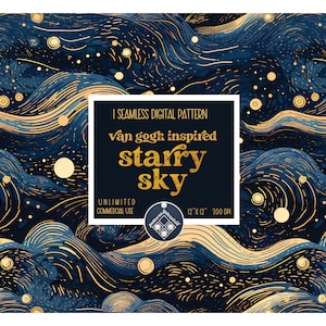 Starry Sky Seamless Pattern Unlimited Commercial Use Digital Print File ...