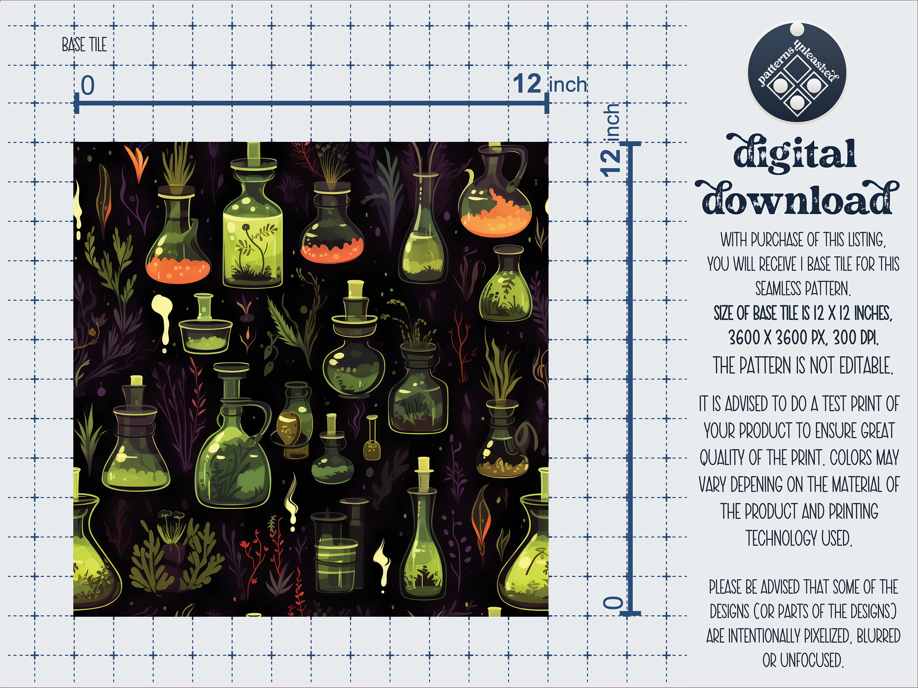 Magic Potions Digital Paper Seamless Pattern Unlimited Commercial Use ...