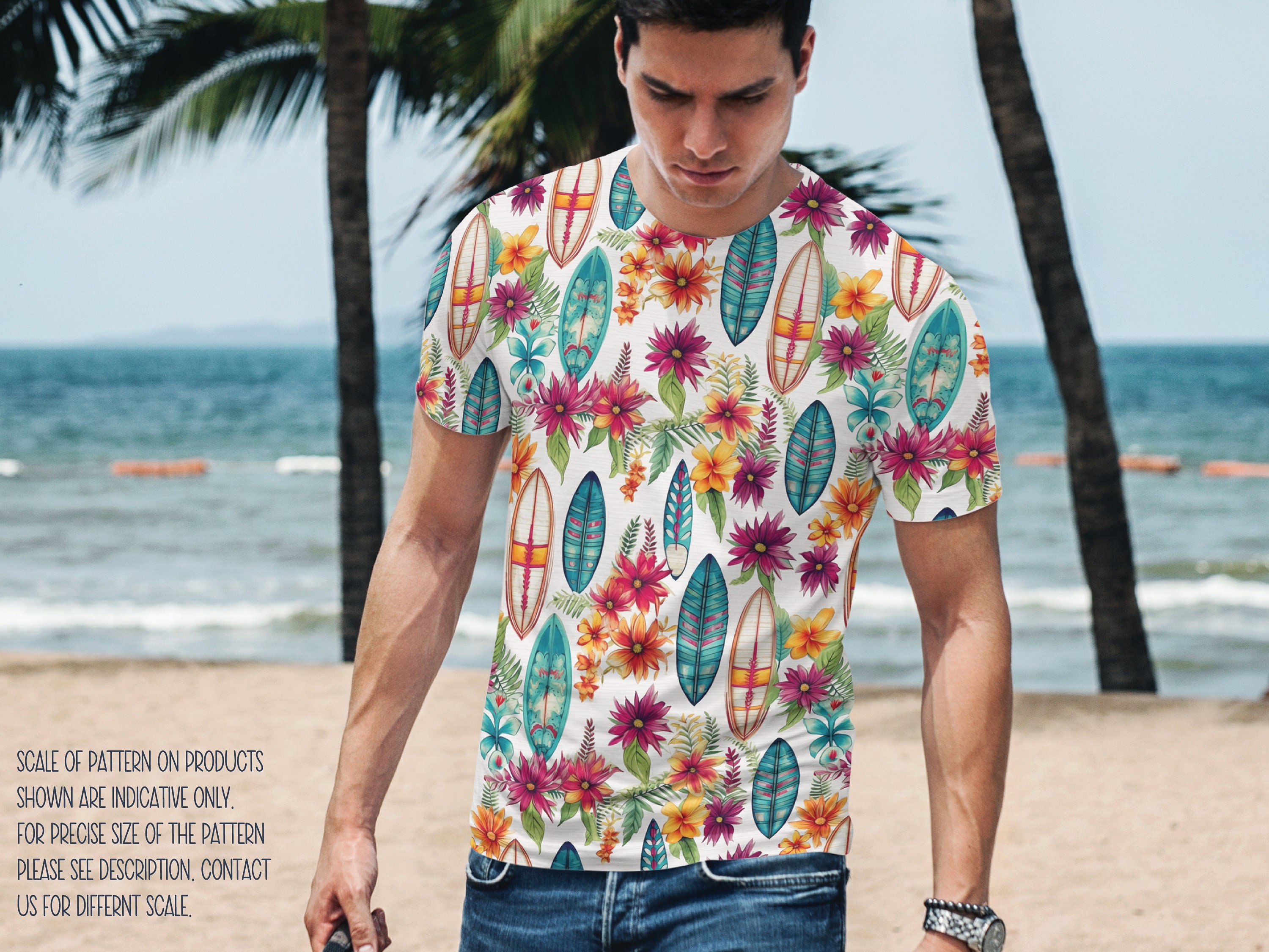 Boho Surfboards Seamless Pattern Unlimited Commercial Use Digital Print ...