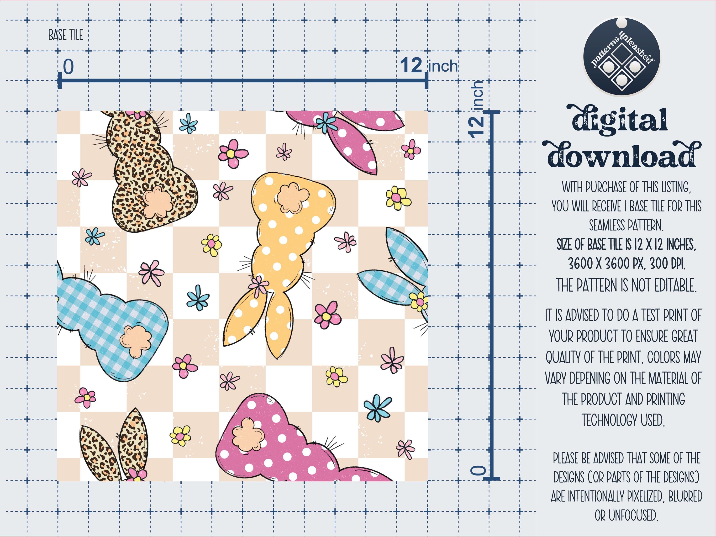 Retro Bunnies Digital Seamless Pattern Unlimited Commercial Use Print ...