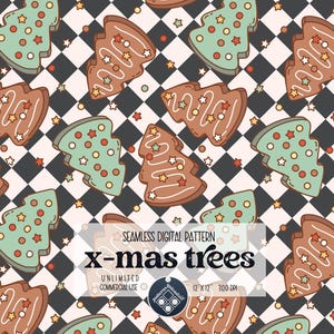 Retro Christmas Digital Seamless Pattern Unlimited Commercial Use Print ...