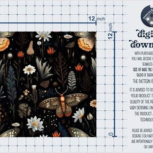 Night Garden Seamless Pattern Unlimited Commercial Use Digital Print File Instant Download ...