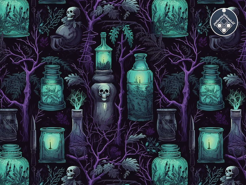 Teal Magic Seamless Pattern Unlimited Commercial Use Digital Print File ...