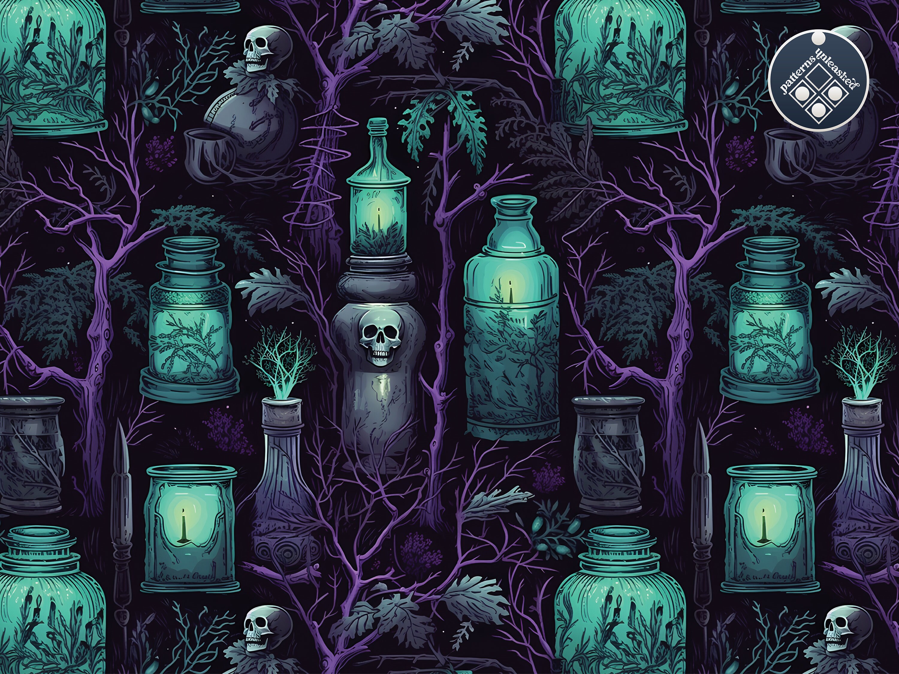 Teal Magic Seamless Pattern Unlimited Commercial Use Digital Print File ...