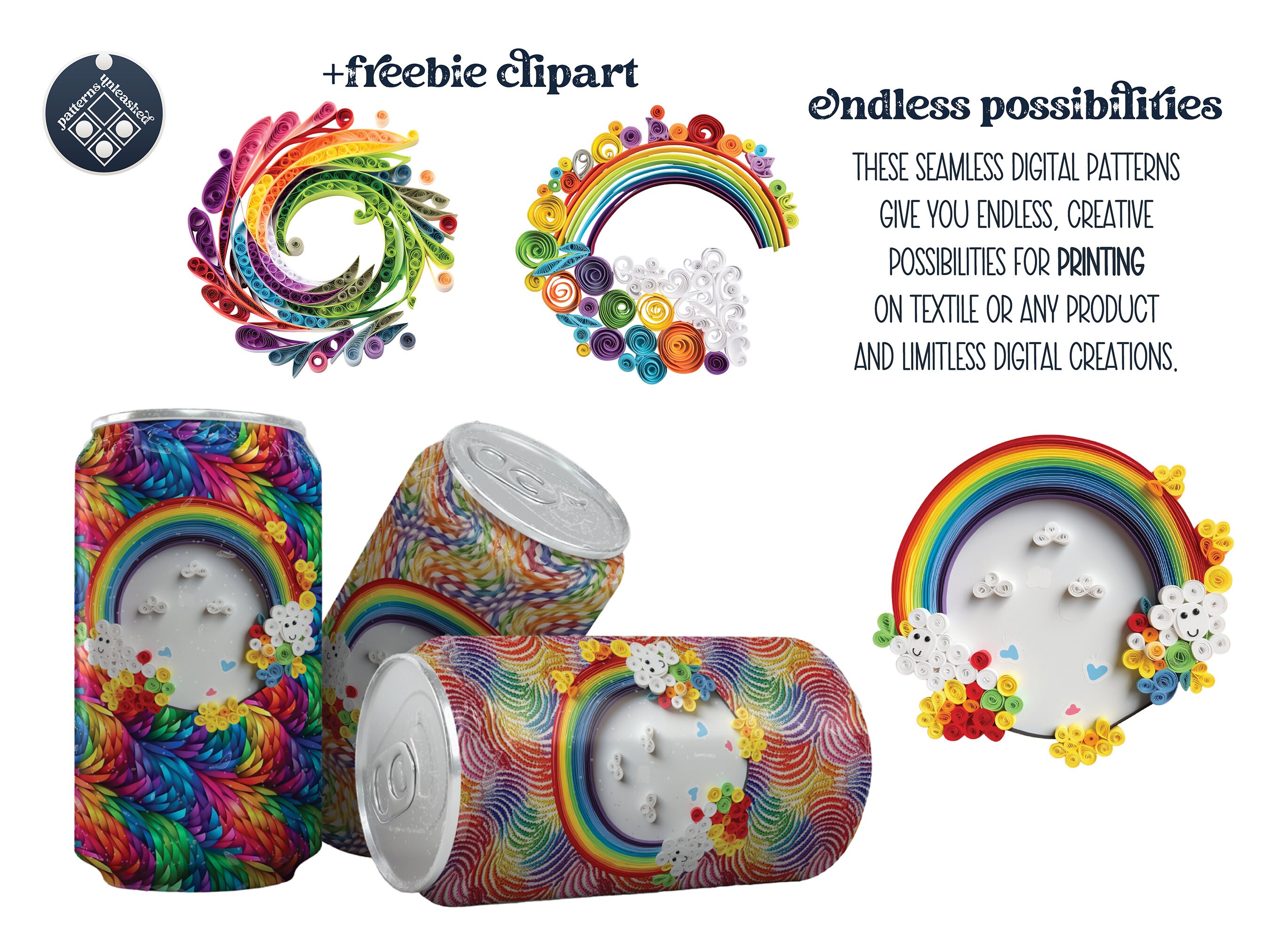 Rainbow Seamless Pattern Digital Paper Unlimited Commercial Use Digital ...