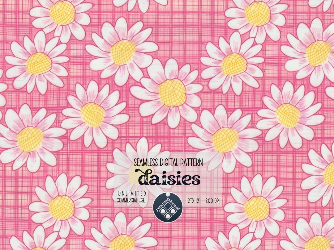 Girly Daisies Seamless Digital Pattern Unlimited Commercial Use Digital ...