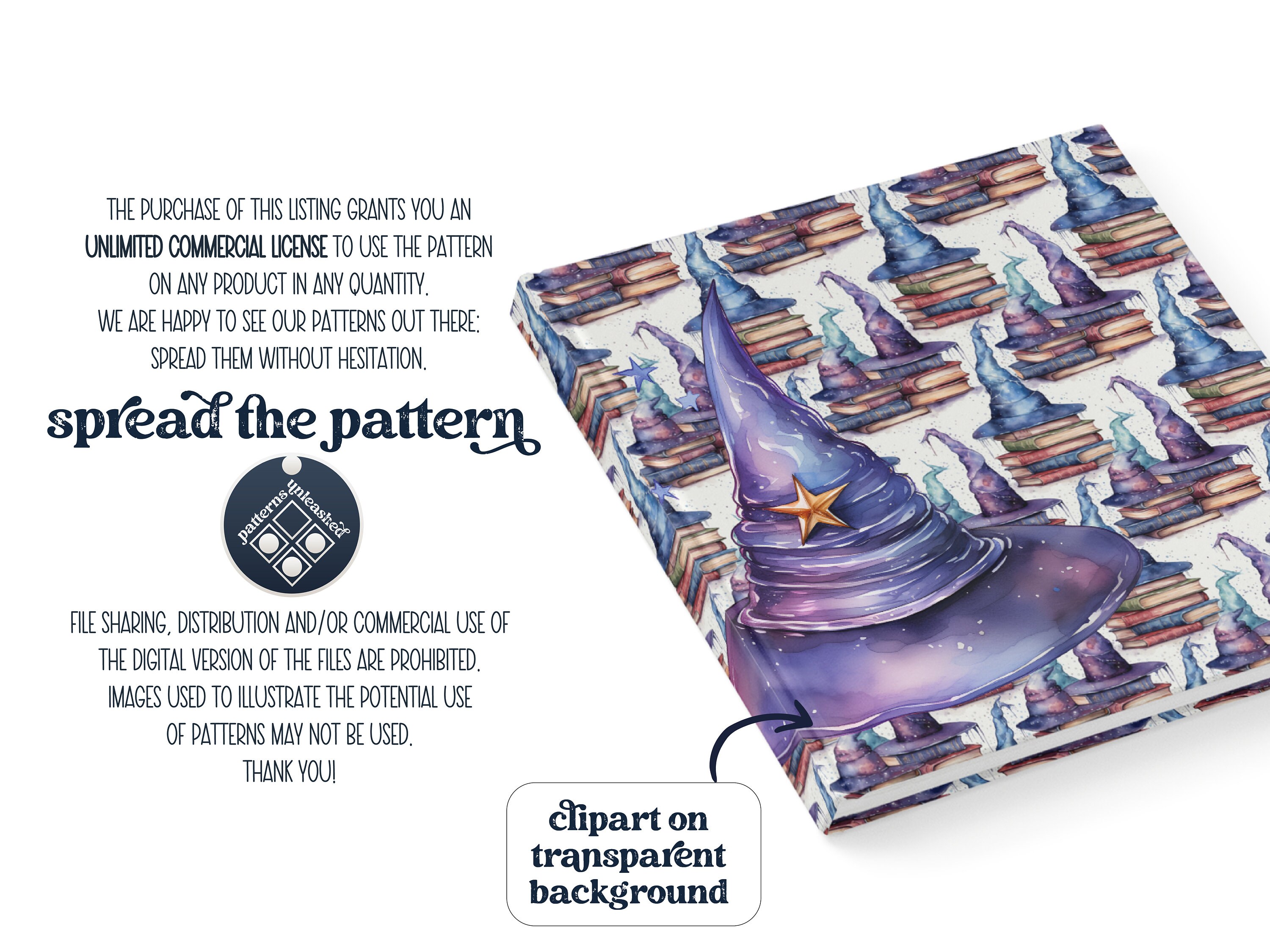 Magical Books Digital Paper Seamless Pattern and Clipart Set - Etsy