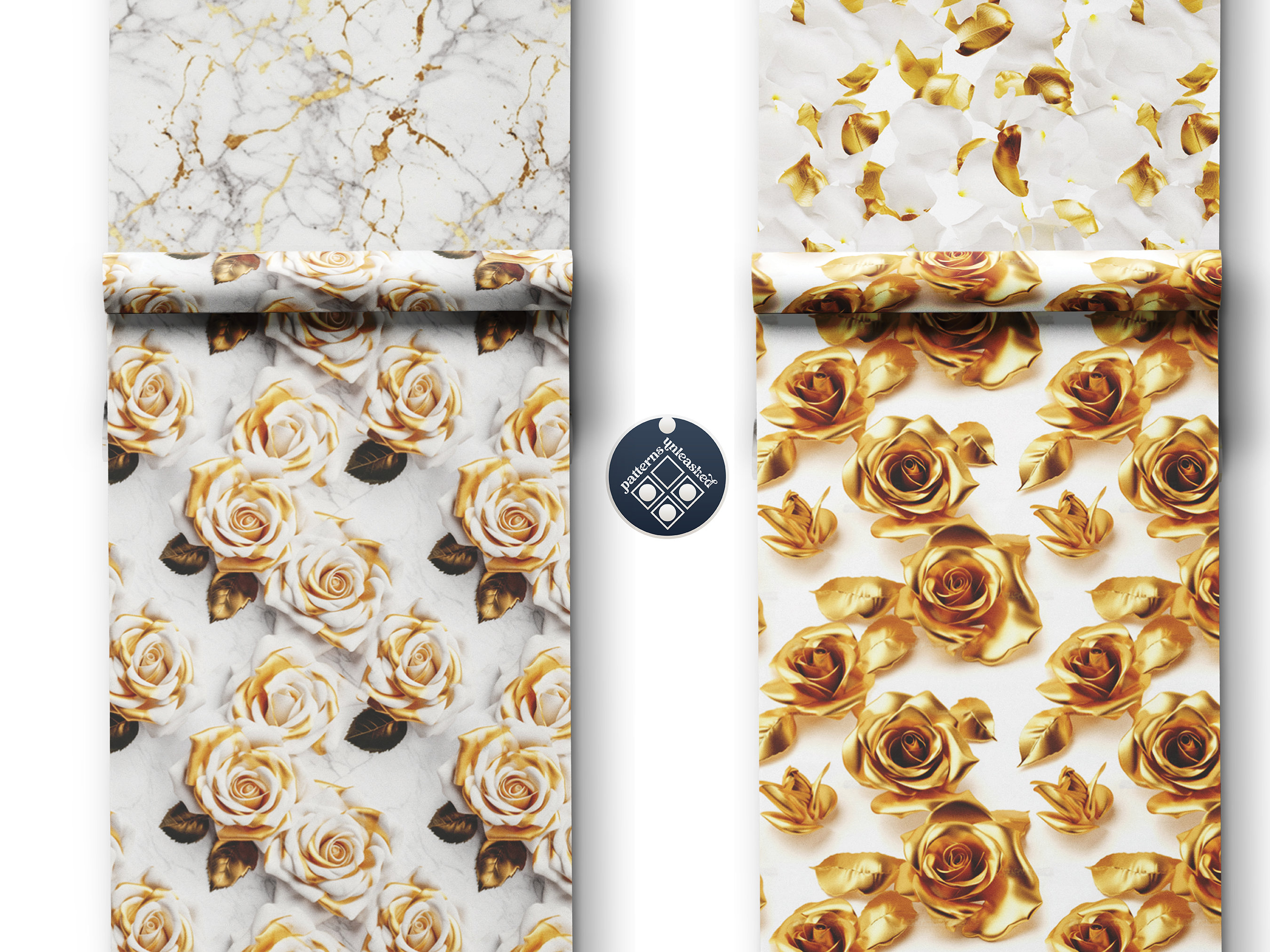 Precious Roses Metal Seamless Patterns Unlimited Commercial Use Digital ...