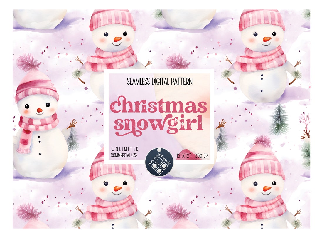Christmas Snowgirl Seamless Pattern Unlimited Commercial Use Digital ...